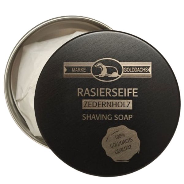 Savon à barbe Golddachs Bois de cèdre en boîte aluminium noire avec ...