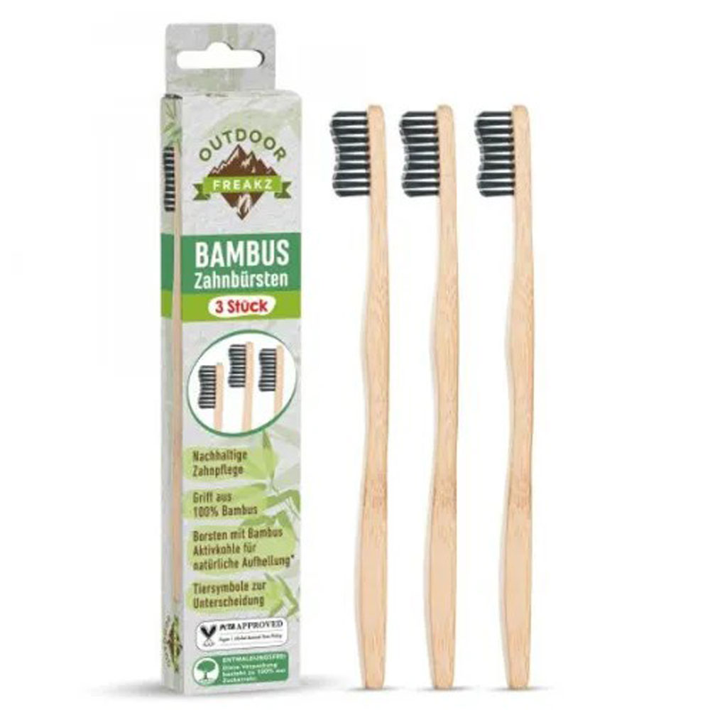 Outdoor Freakz Bambus Zahnbürsten 3er Pack | Bio-Naturel.de